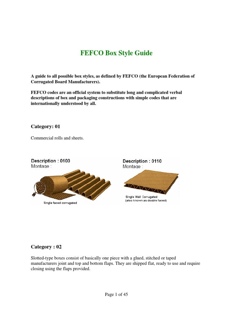 FEFCO Box Style Guide | PDF | Packaging And Labeling | Consumer Goods