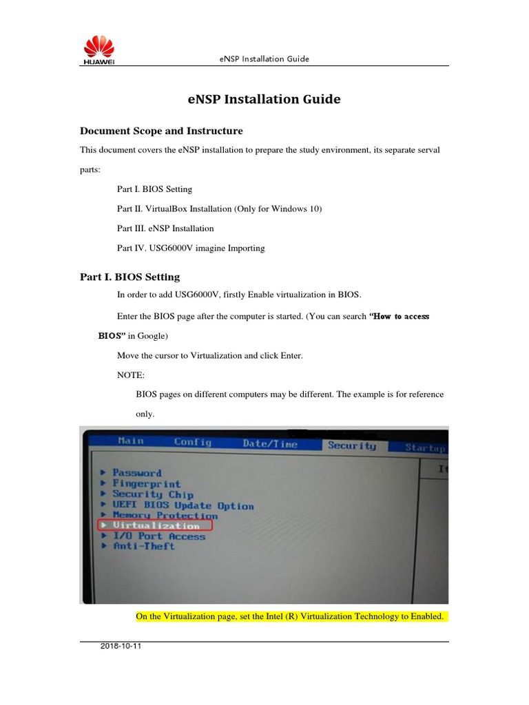 Installation Guide ENSP | Download Free PDF | Bios | Virtualization
