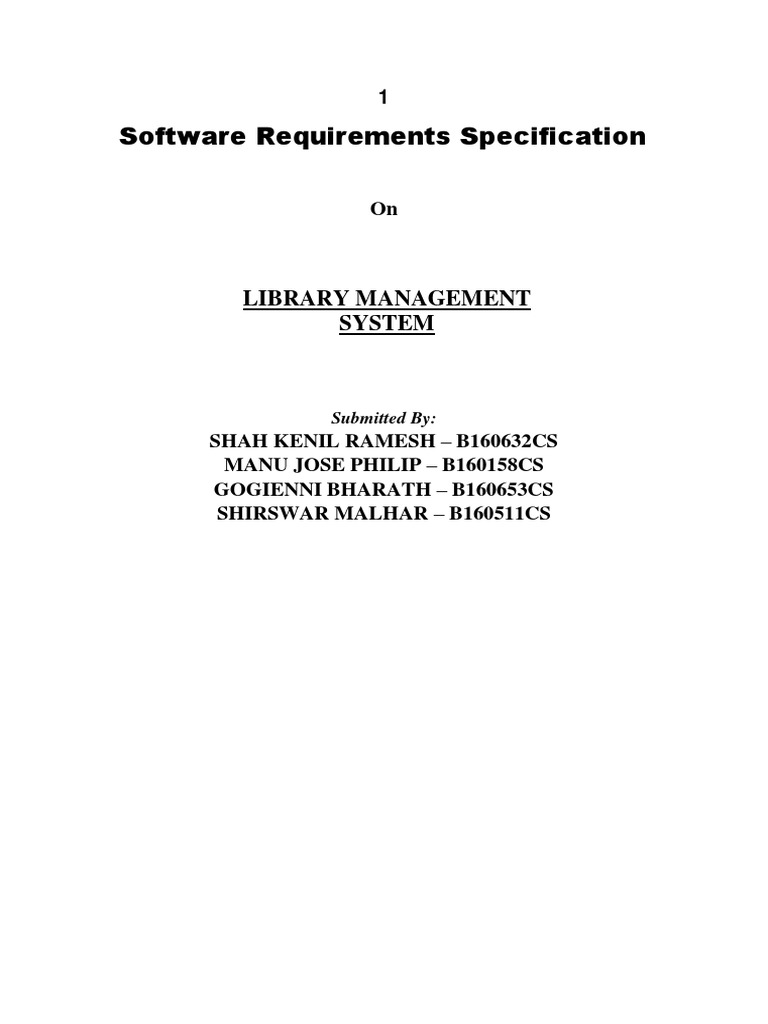 Software Requirements Specification: Library Management System | PDF ...