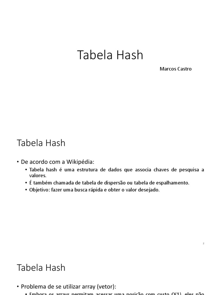 Tabela Hash | Download grátis PDF | Algoritmos e estruturas de dados ...