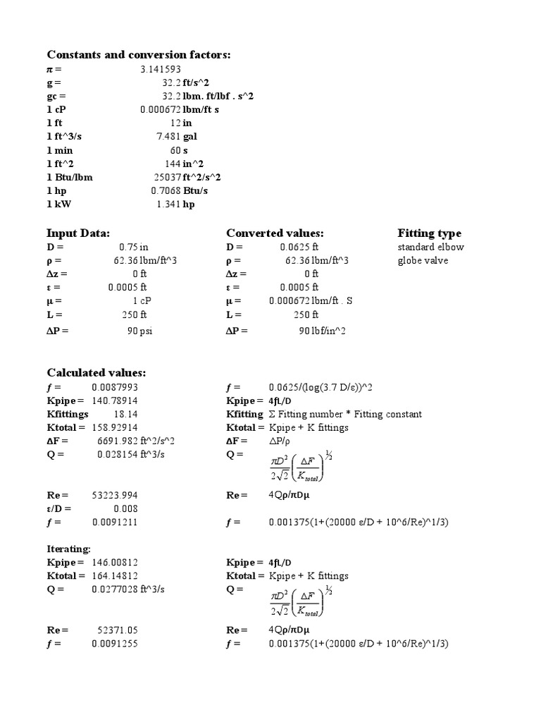 Pipe Friction + Fitting (Type 2) | PDF | Liquids | Gas Technologies
