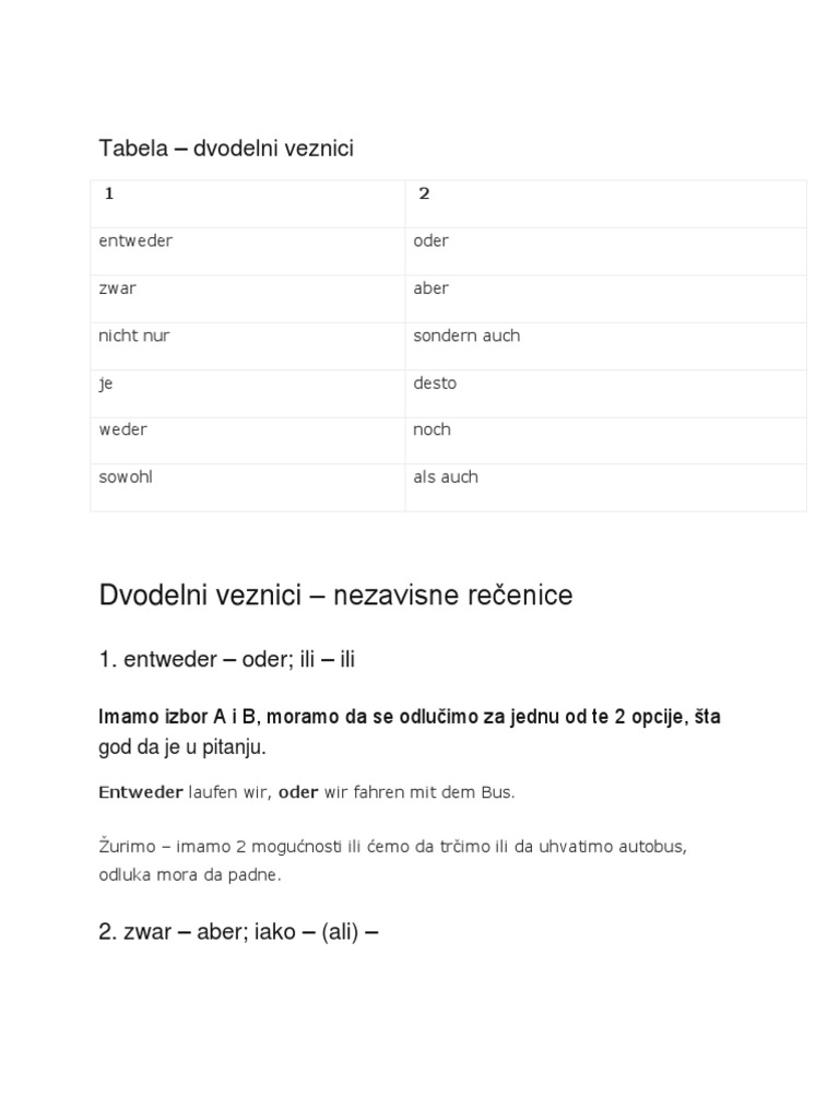 Dvodelni Veznici - Zavisne Rečenice | PDF