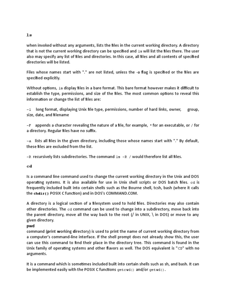 Unix | PDF | Directory (Computing) | Computer File