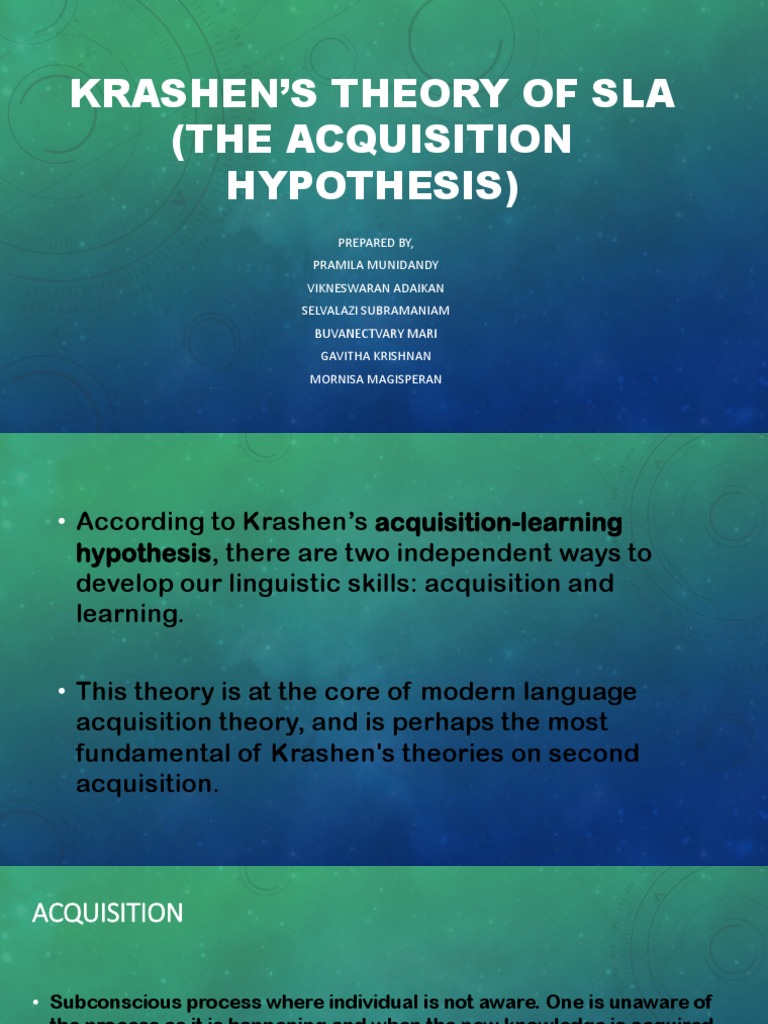 Krashen's Theory of Sla | PDF | Second Language Acquisition | Language ...