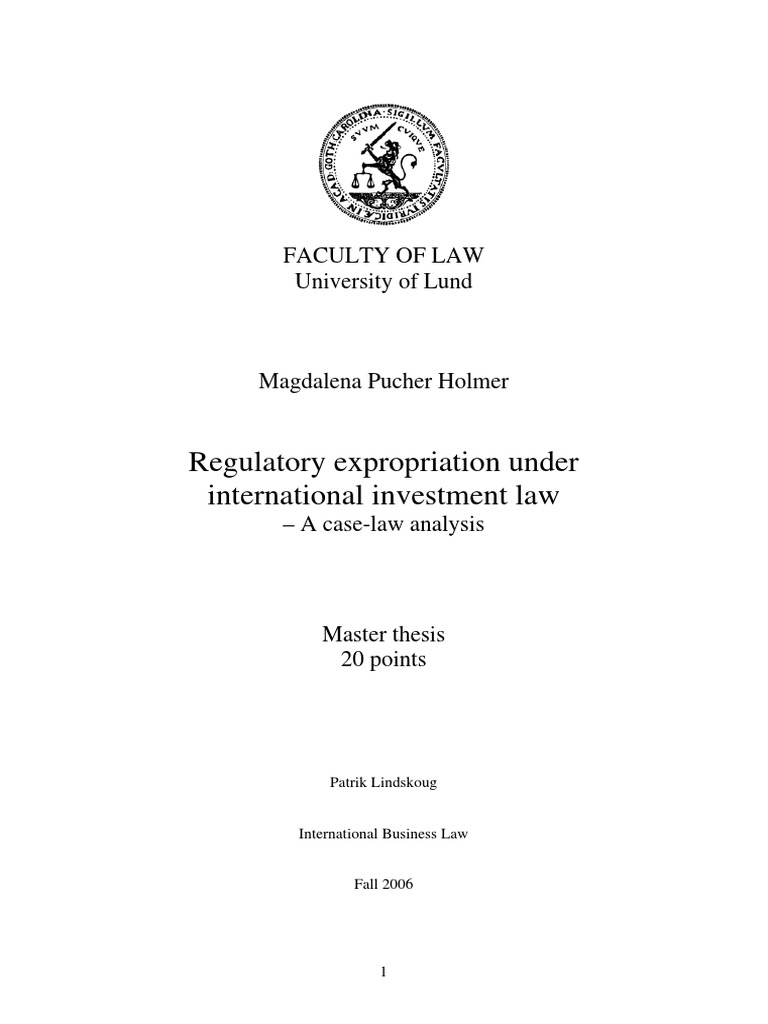 Regulatory Expropriation Case Law Analysis | PDF | Eminent Domain ...