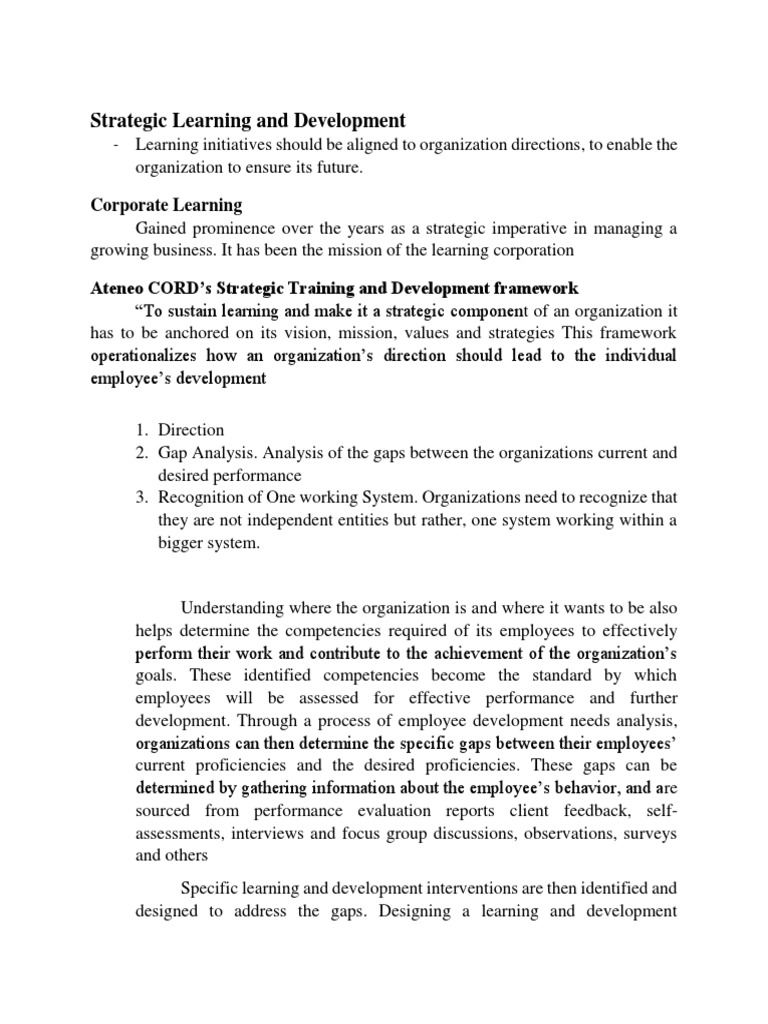 Strategic Learning and Development | PDF | Mentorship | Competence ...