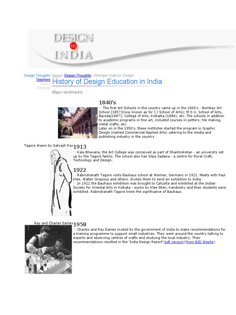 History of Design Education in India: Major Landmarks | PDF | Graphic ...