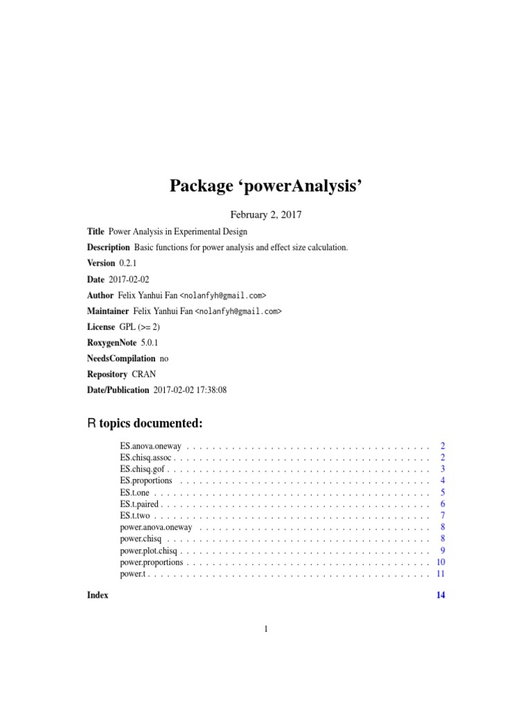 Power Analysis Tools for Researchers | PDF | Student's T Test ...