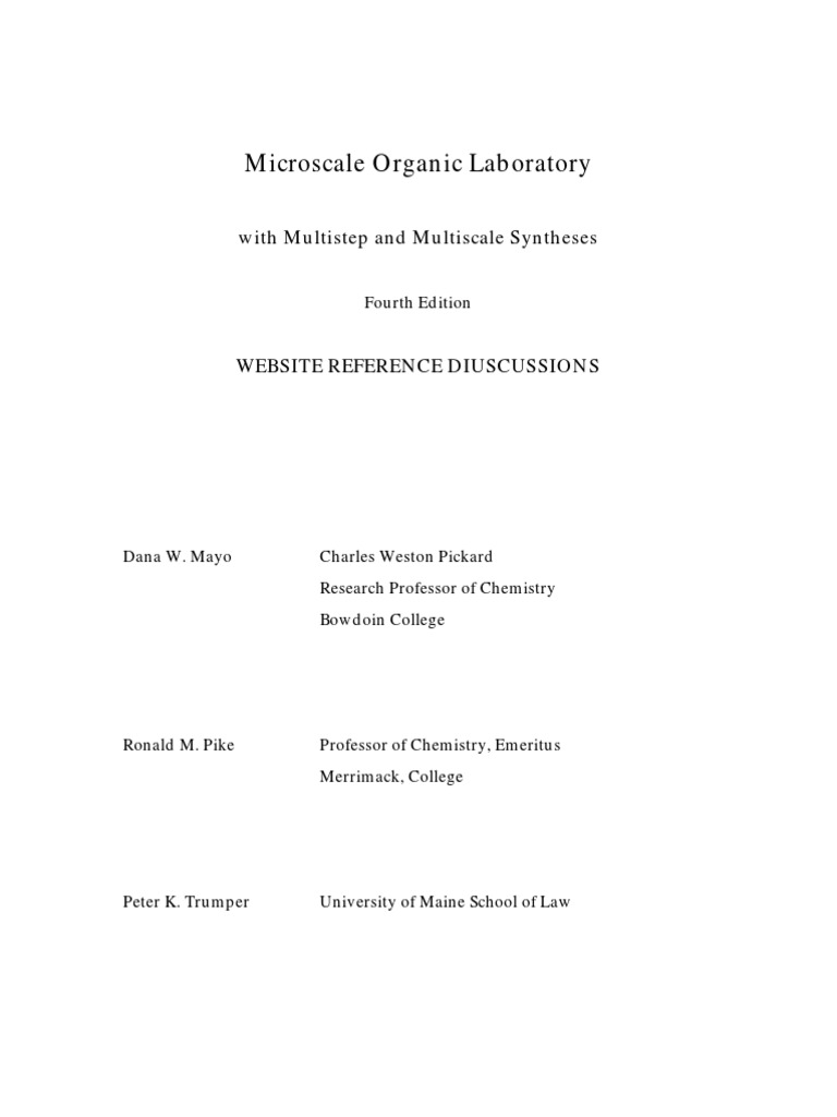 Microscale Organic Laboratory PDF | Download Free PDF | Distillation ...