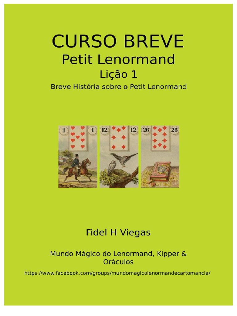 Curso Breve Lenormand Licao 01 PDF | PDF | Cartas de baralho | Tarô