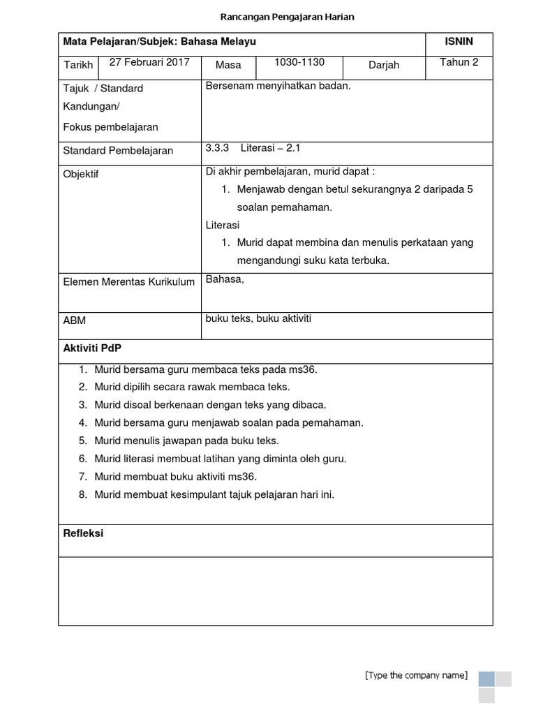 RPH BM Tahun 2 Minggu 9 | PDF