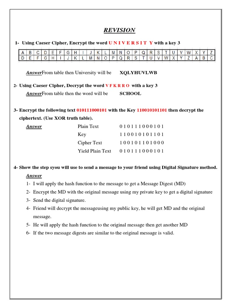 Encrypt and decrypt using Caesar cipher and XOR | PDF | Encryption | Cryptography