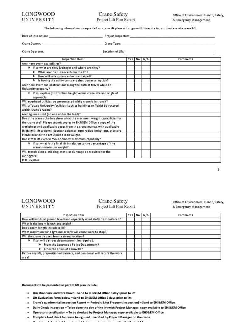 Crane Lift Plan | PDF | Crane (Machine)