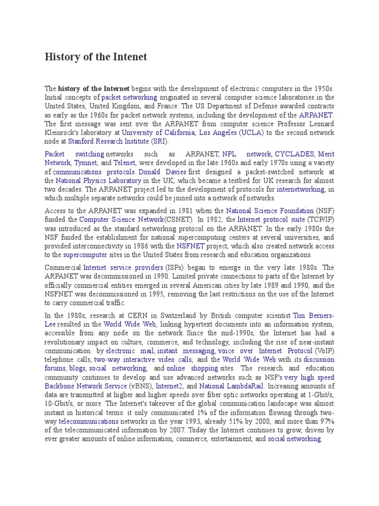 1.a History of The Intenet | PDF | World Wide Web | Internet & Web
