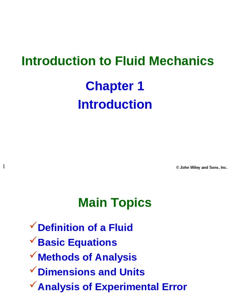 Introduction To Fluid Mechanics: © John Wiley and Sons, Inc | PDF ...