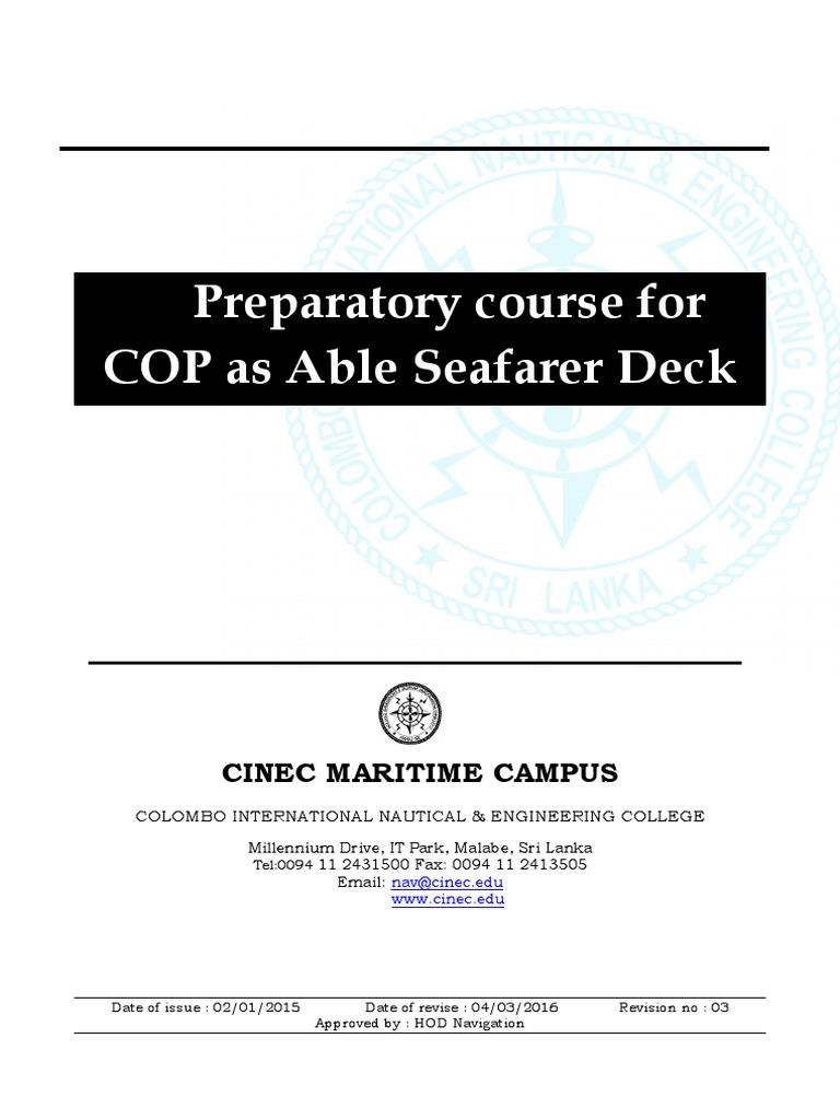 Preparing to Serve: A Training Course for Able Seafarer Deck Duties ...