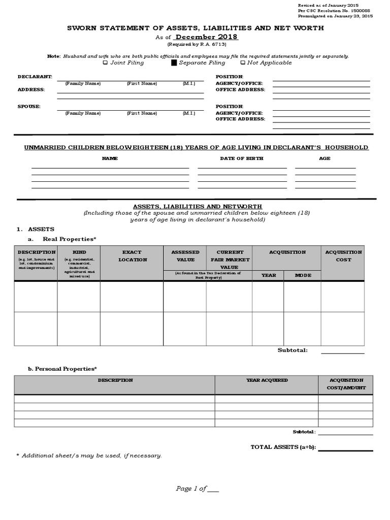 SALN Form 2019 | Identity Document | Government | Free 30-day Trial ...