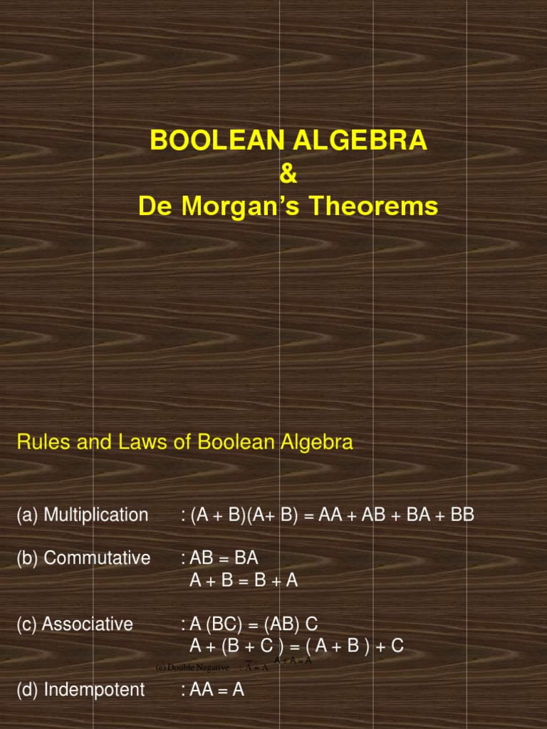 Boolean Algebra & de Morgan's Theorems | PDF
