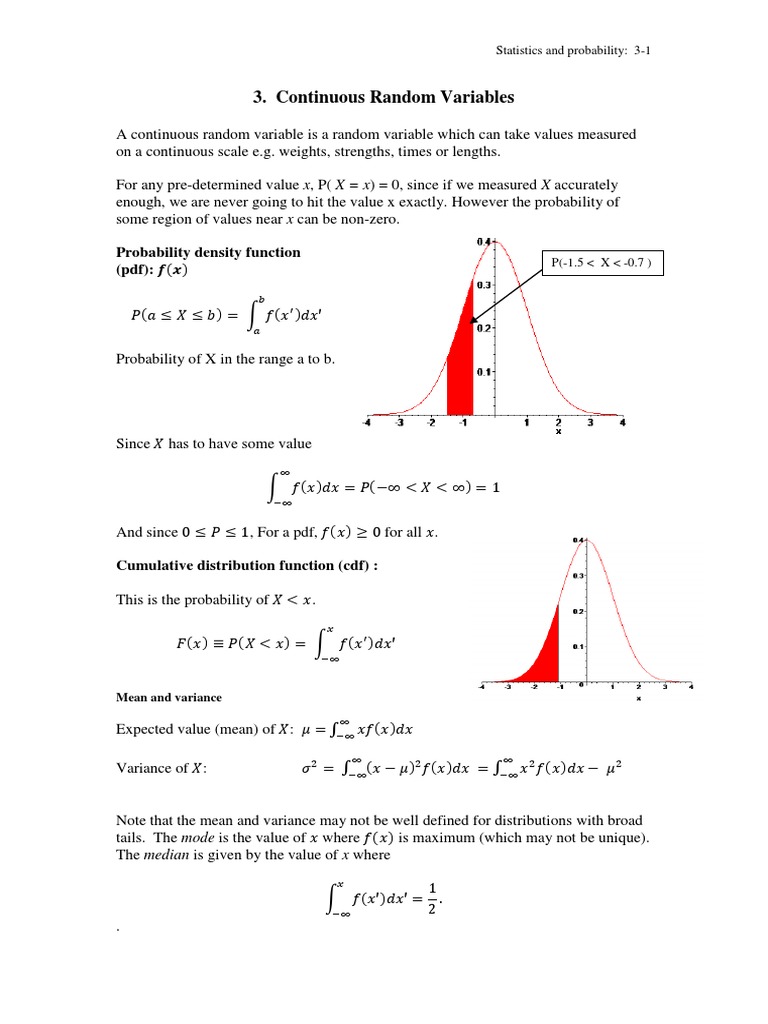 Continuous Random Variables: Probability Density Function PDF | PDF | Normal Distribution ...