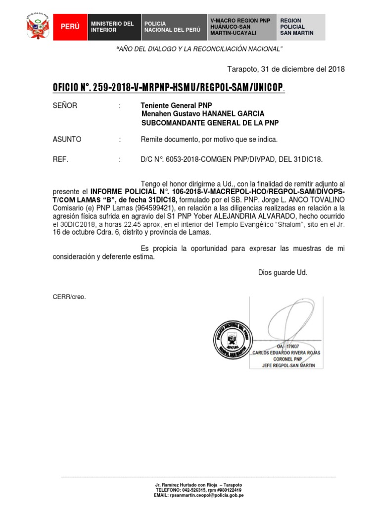 Modelo de Oficio PNP | PDF