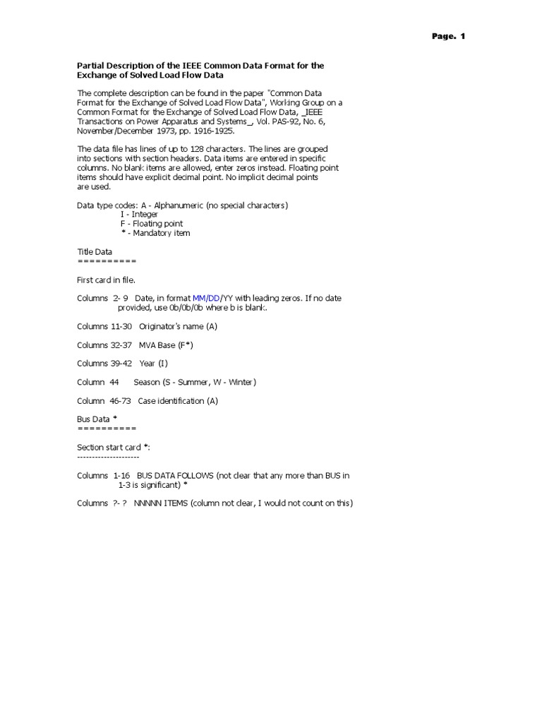 IEEE Common Data Format (Modificado) | PDF | Transformer | Electrical Impedance