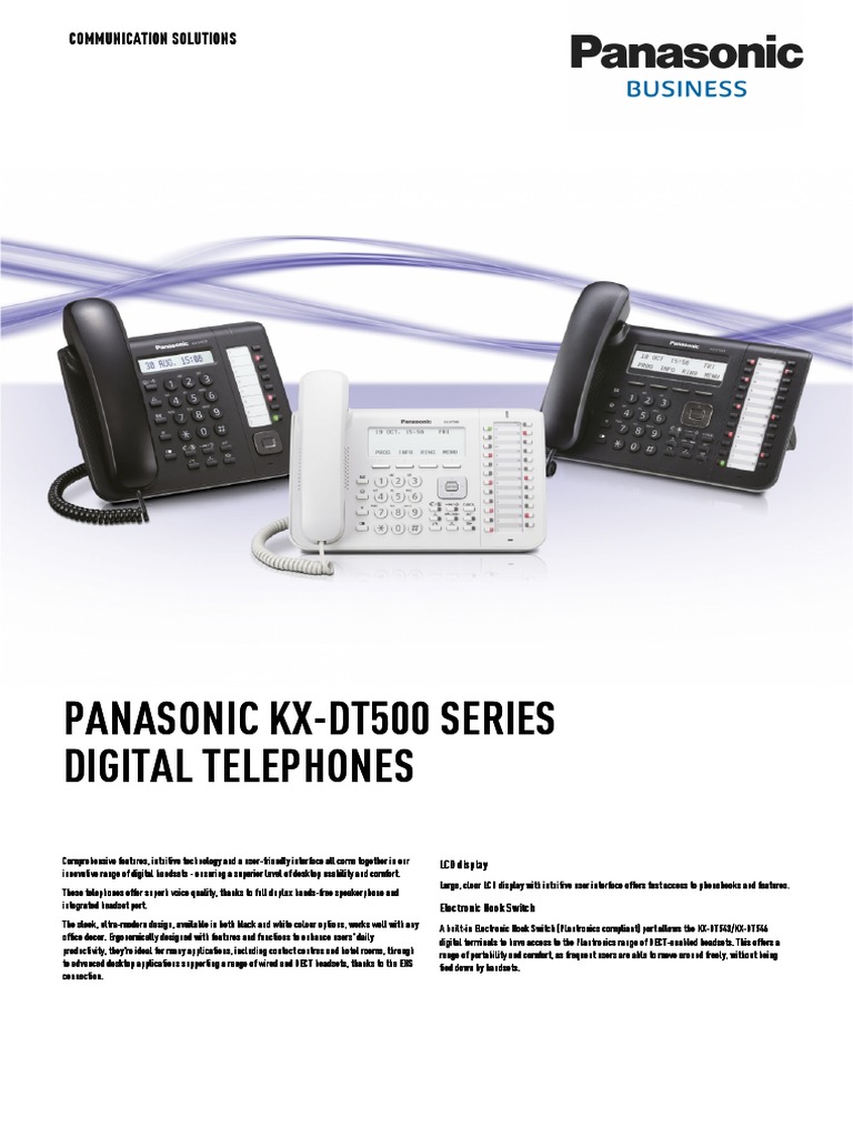 KX-DT500 Spec Sheet | PDF | Telephone | Liquid Crystal Display