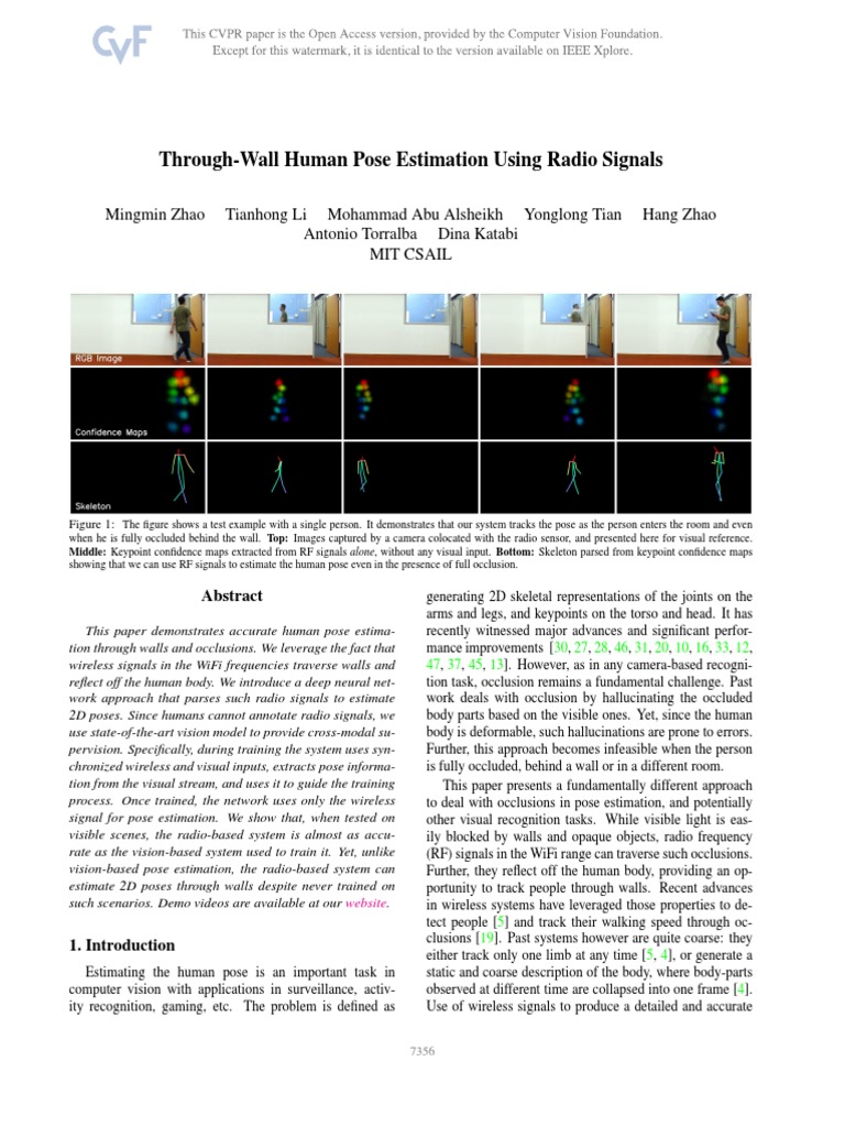 Zhao Through-Wall Human Pose CVPR 2018 Paper | PDF | Antenna (Radio) | Radio
