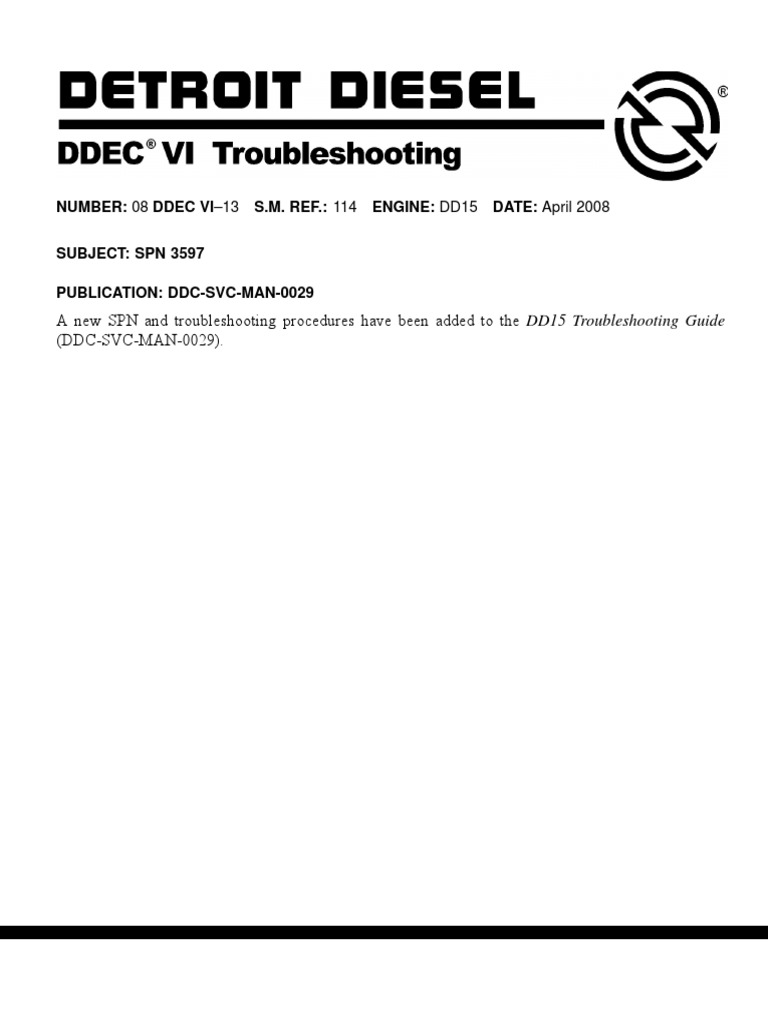 A New SPN and Troubleshooting Procedures Have Been Added To The DD15 ...