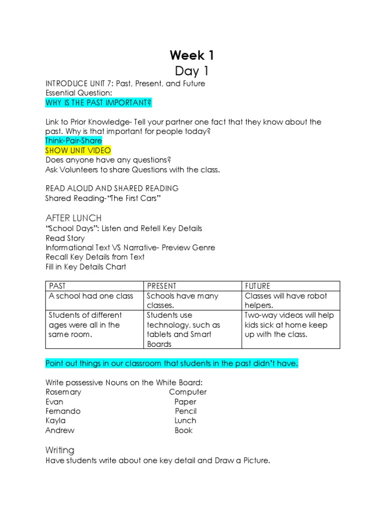 Benchmark Unit 7 Week 1 | PDF | Reading (Process) | Narrative