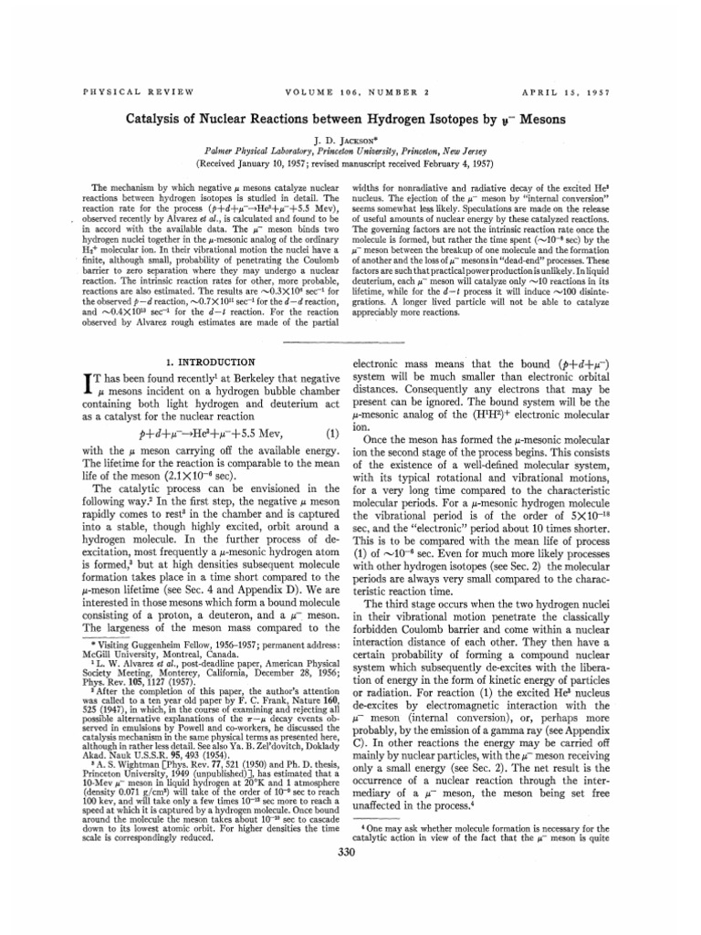 Muon Fusion Catalysis | PDF | Molecules | Atoms