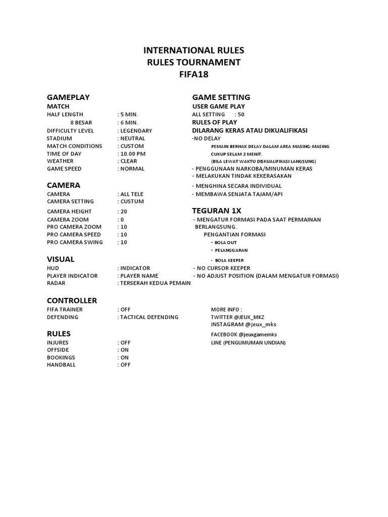 FIFA18 Tournament Rules Guide | PDF