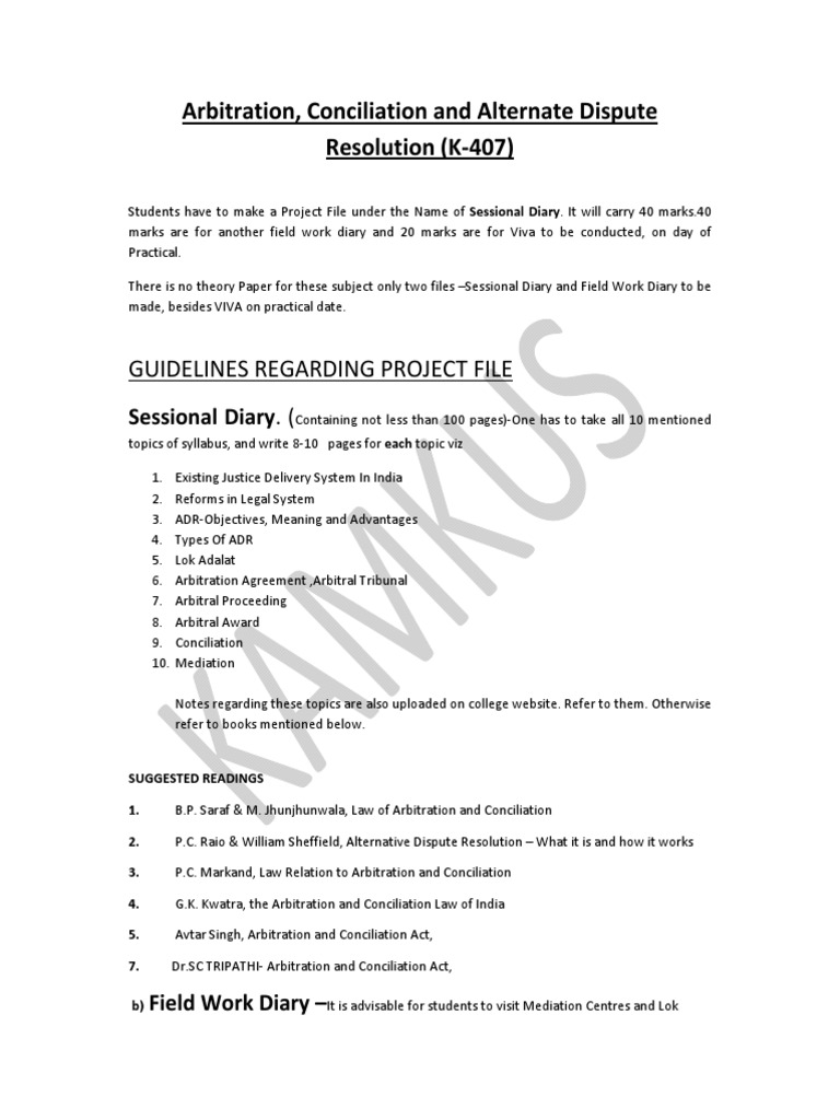 ARBITRATION Project File LLB-4th Sem PDF | PDF | Alternative Dispute Resolution | Arbitration