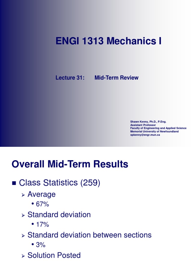 ENGI 1313 Mechanics I: Mid-Term Review | PDF | Force | Mathematical ...