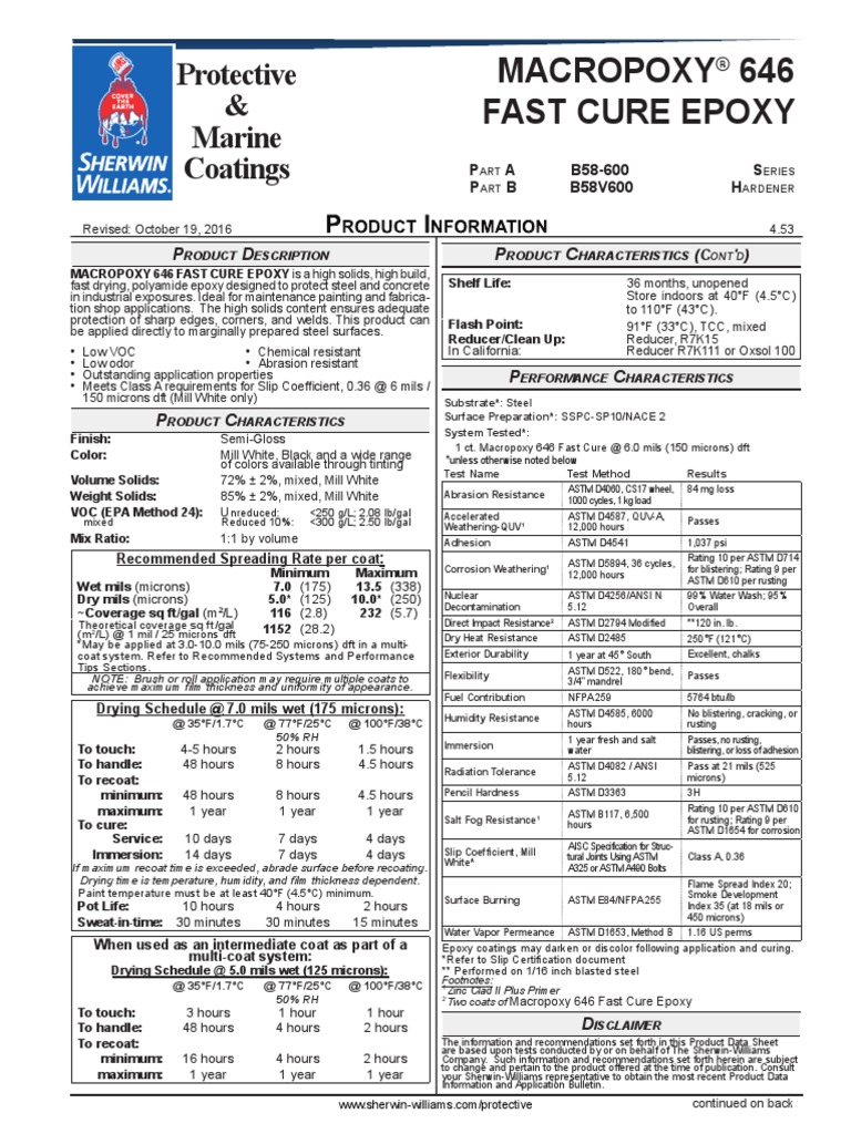 Especificaciones Pintura Macropoxi Naval | PDF | Epoxy | Paint