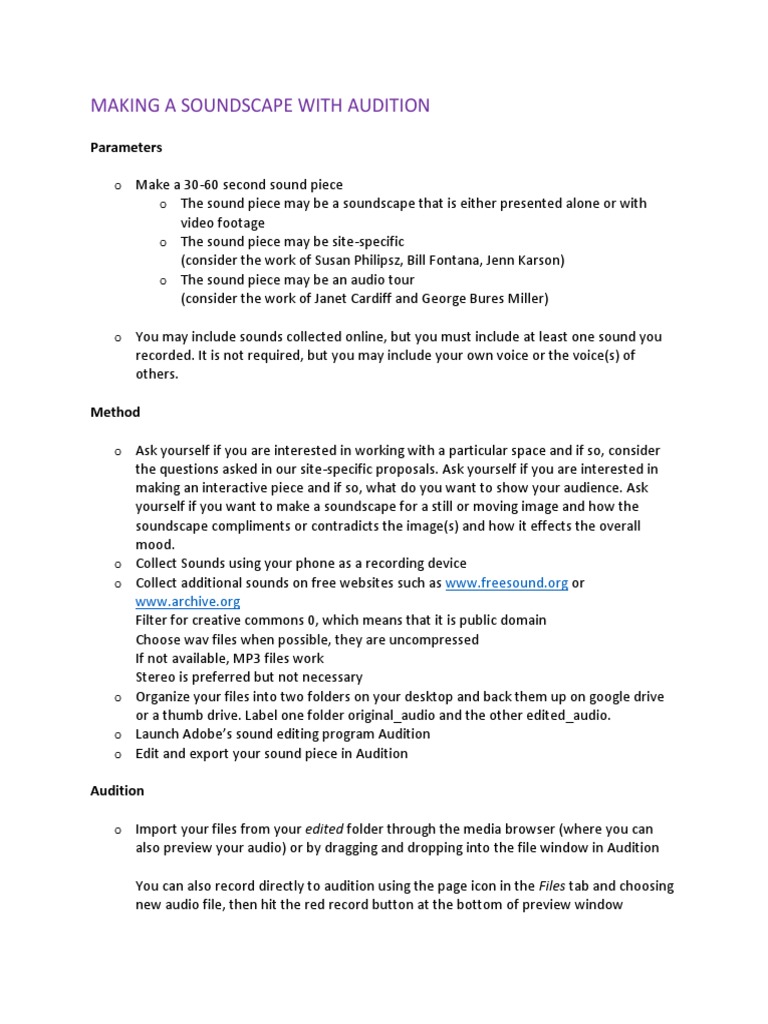 Making A Soundscape With Audition | PDF | Software | Computing