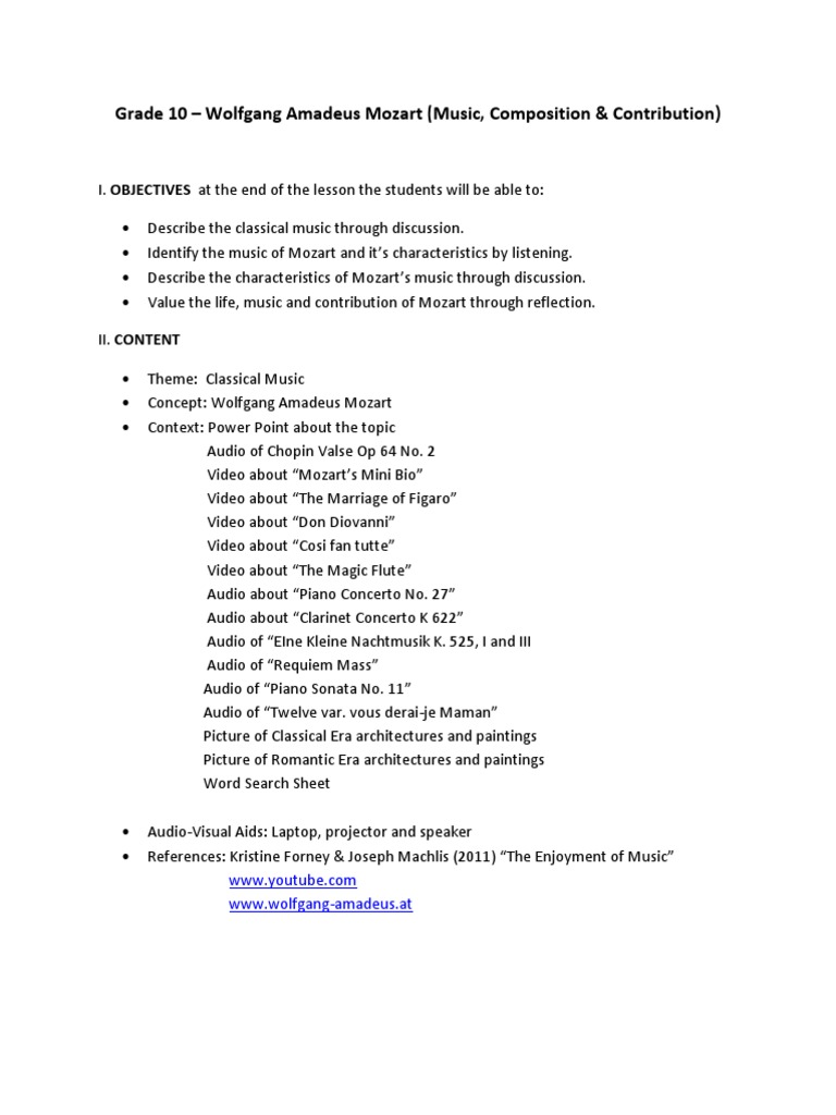 Grade 10 AIIAS Mozart | PDF | Wolfgang Amadeus Mozart | Classical ...
