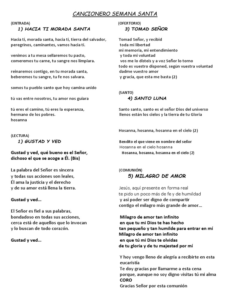 Cancionero Cuaresma | PDF | eucaristía | Perdón
