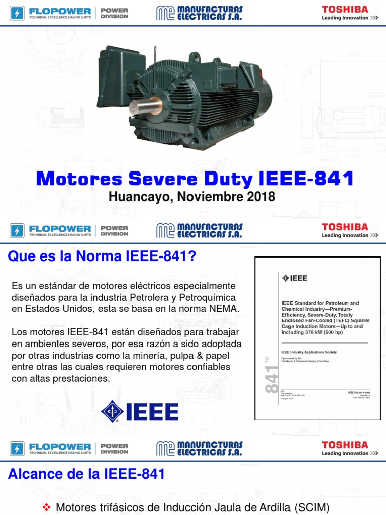 Motor Presentation Toshiba IEEE-841 ESP MANELSA Rev 0 181112MP | PDF ...