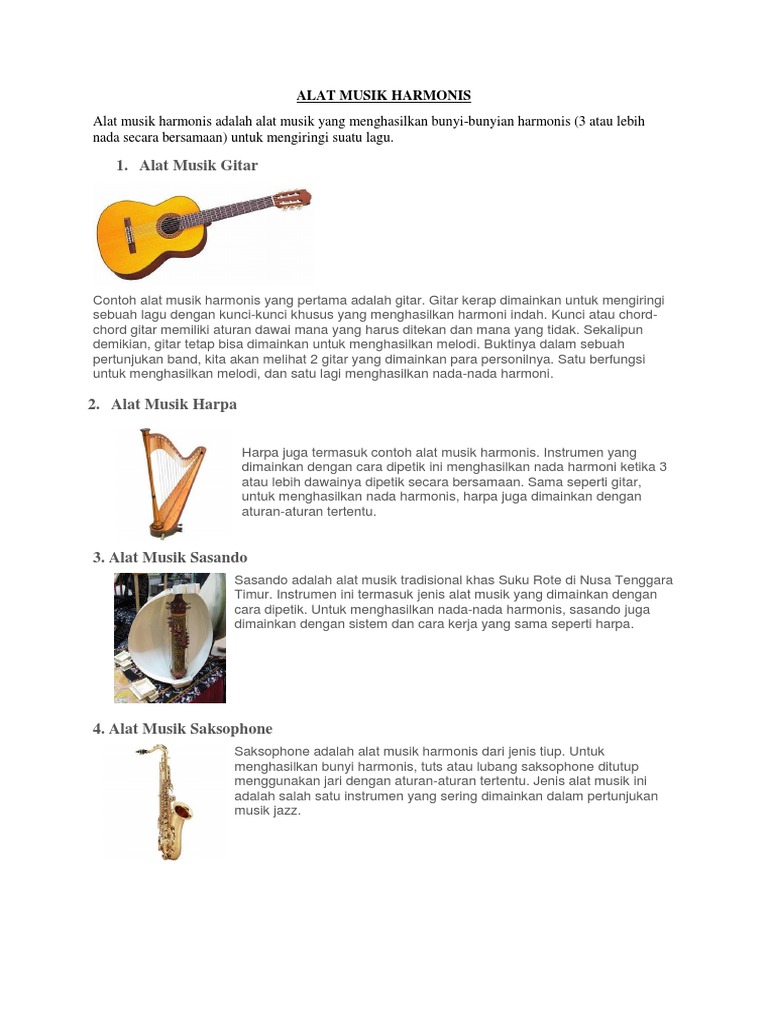 Alat Musik Harmonis dan Contohnya | PDF | Seni