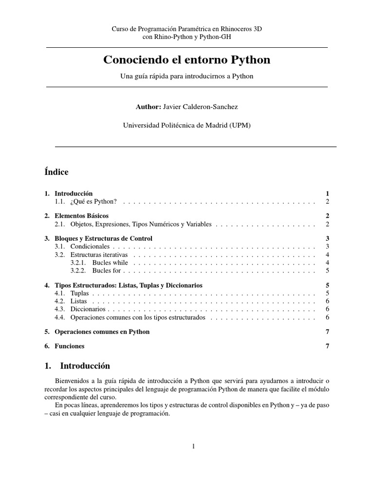 Introducción a la programación en Python: elementos básicos, tipos de ...
