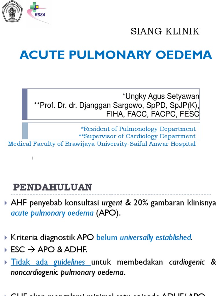 Acute Lung Edema (Pulmo) | PDF | Heart Failure | Angiology