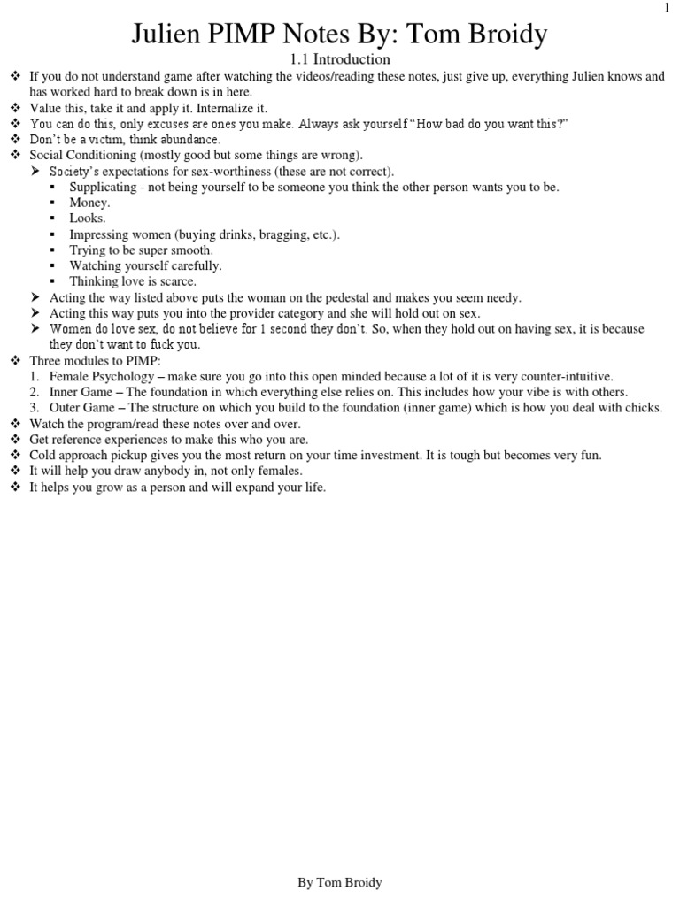 PIMP Notes by Tom Broidy PDF | PDF | Psychology | Psychological Concepts
