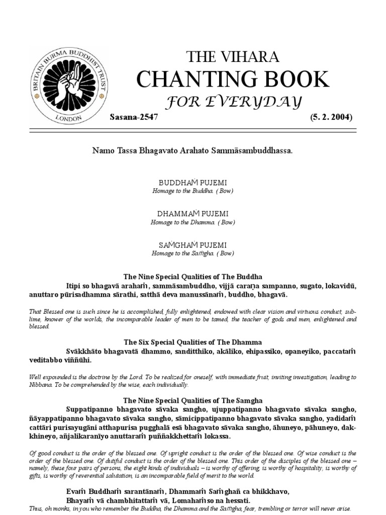London Vihara Chanting Book For Everyday in English | PDF | Gautama ...