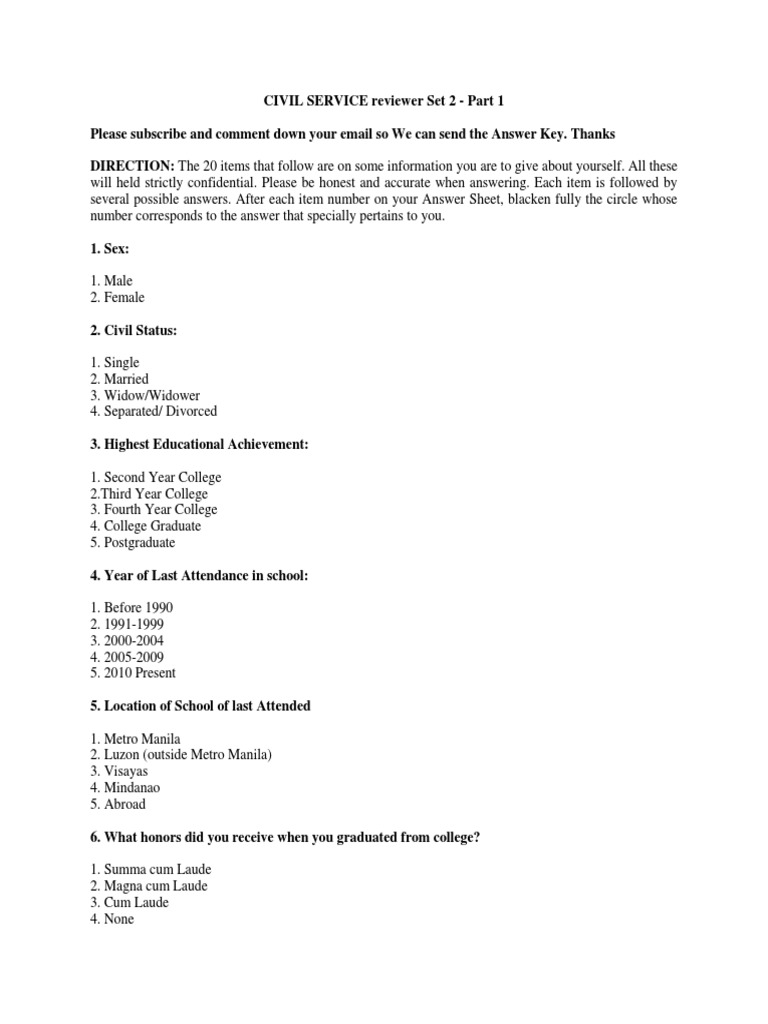 Civil Service Reviewer Set 2 Part 1 | PDF | Career & Growth