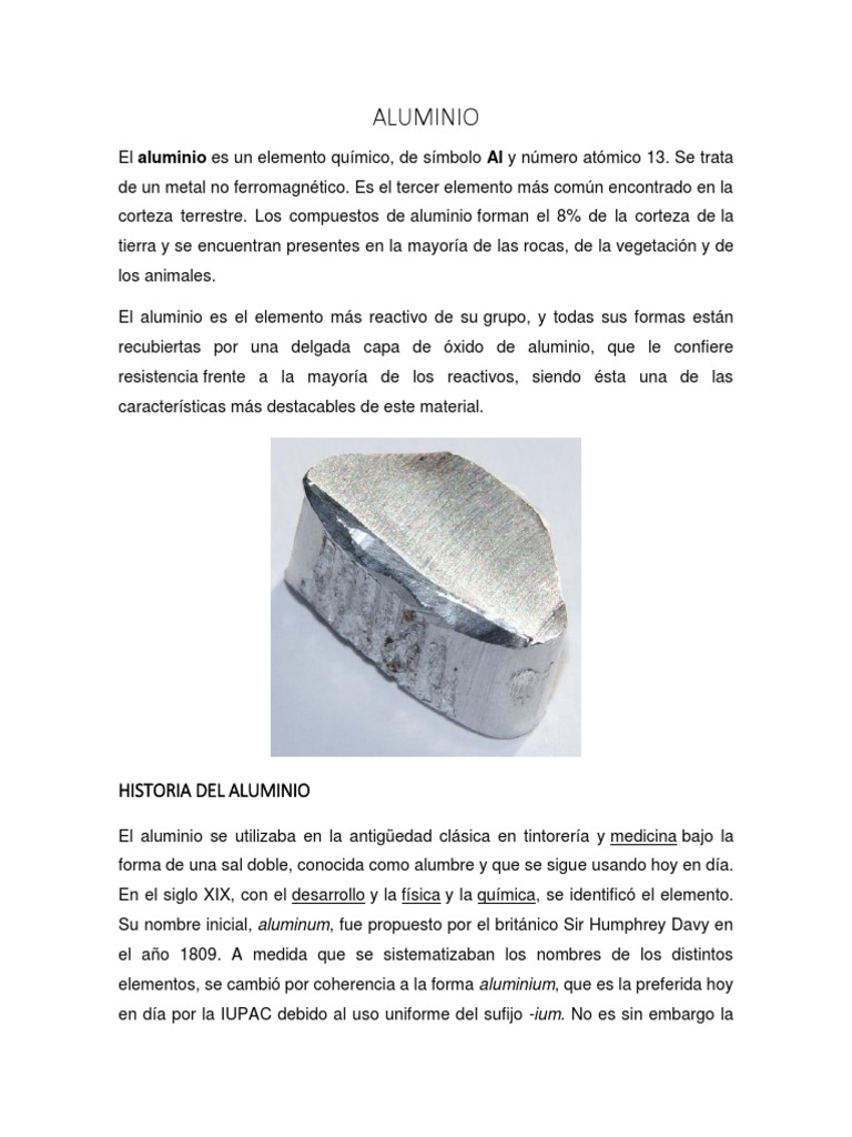 Historia Del Aluminio | Óxido de aluminio | Aluminio