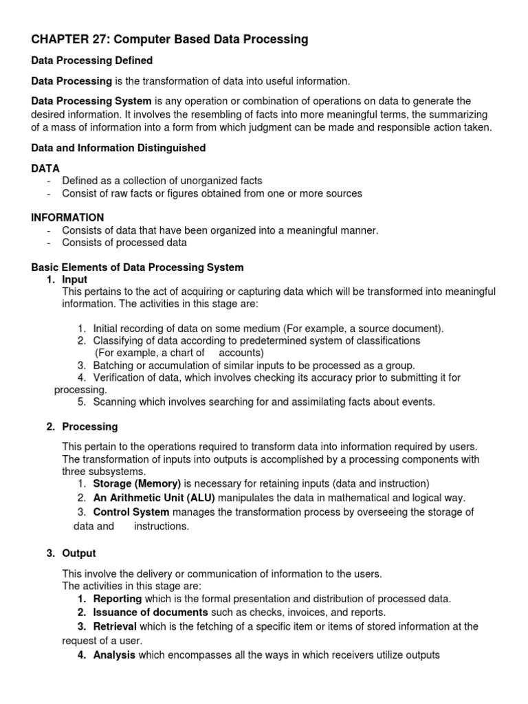 CHAPTER 27 Computer Based Data Processing | PDF | Operating System | Computer Program