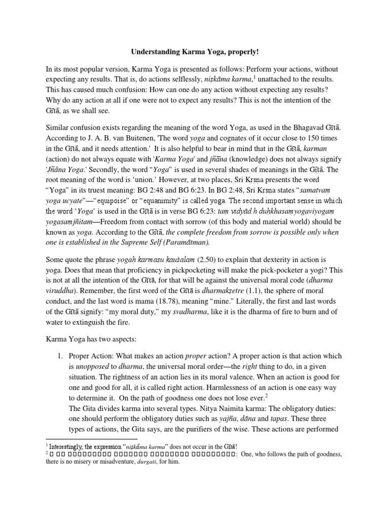 Understanding Karma Yoga | PDF | Bhagavad Gita | Indian Philosophy