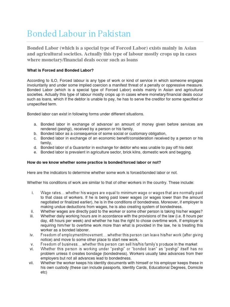 Bonded Labour in Pakistan | PDF | Unfree Labour | Slavery