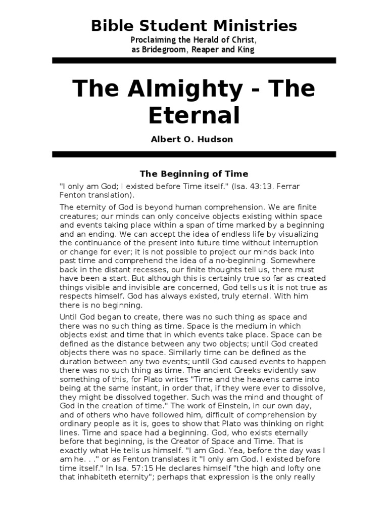 The Almighty - The Eternal | PDF | God The Father | Glory (Religion)