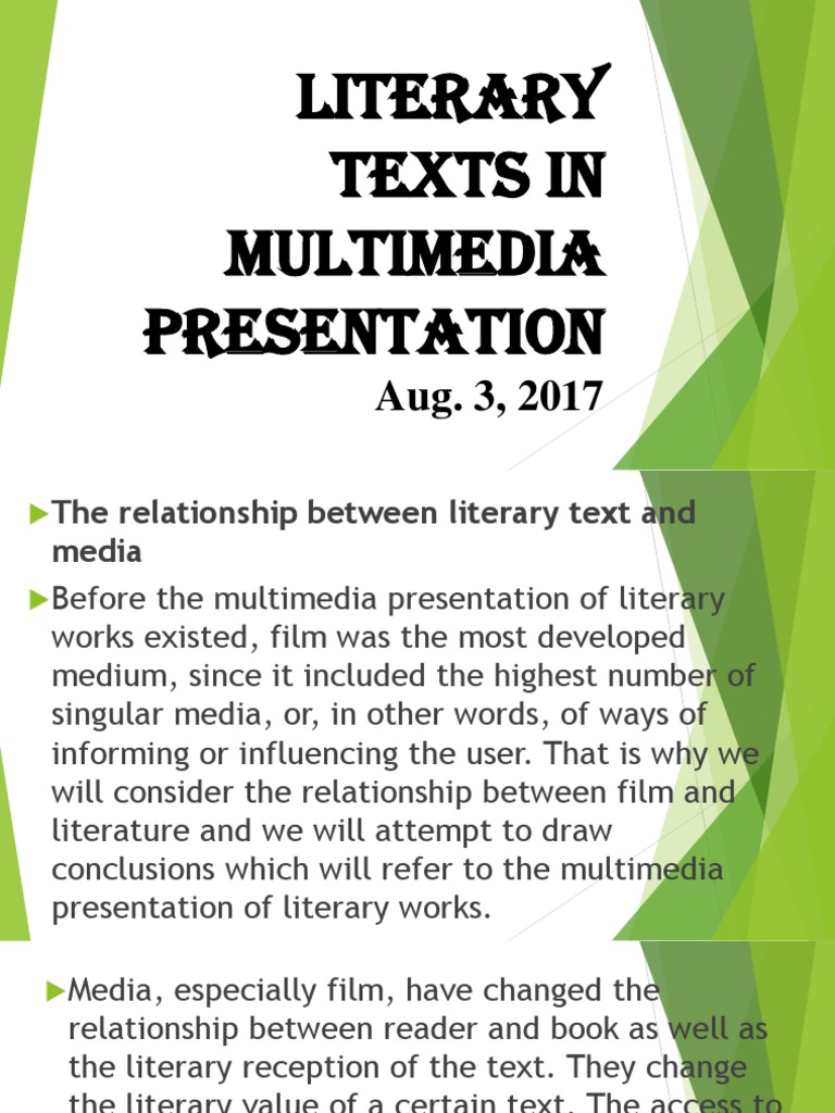 Literary Text in Multimedia Presentation | PDF | Narration | Narrative